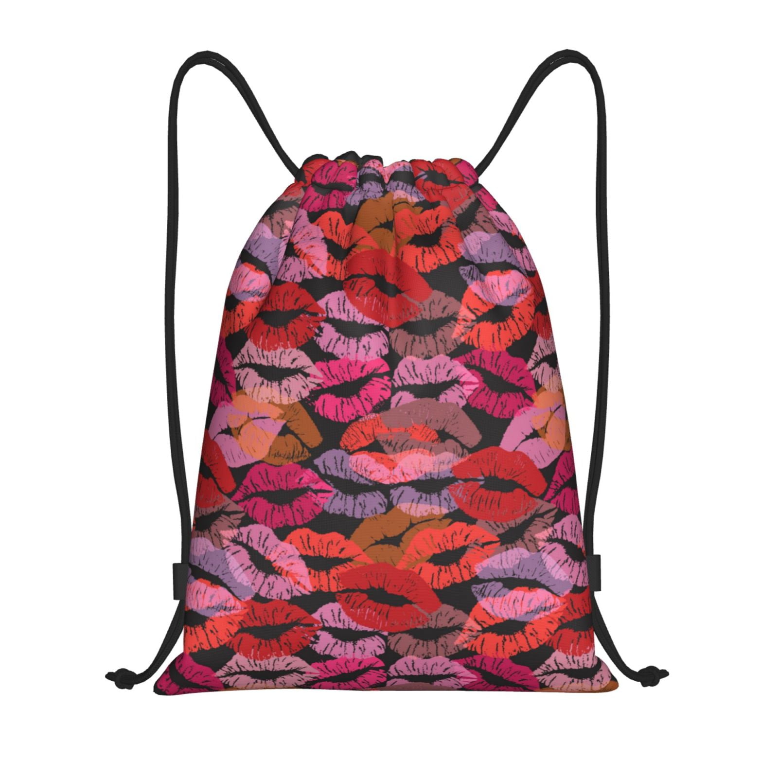Drawstring Backpack Red Lips Kissing Sports Gym Bag for Men Women ...