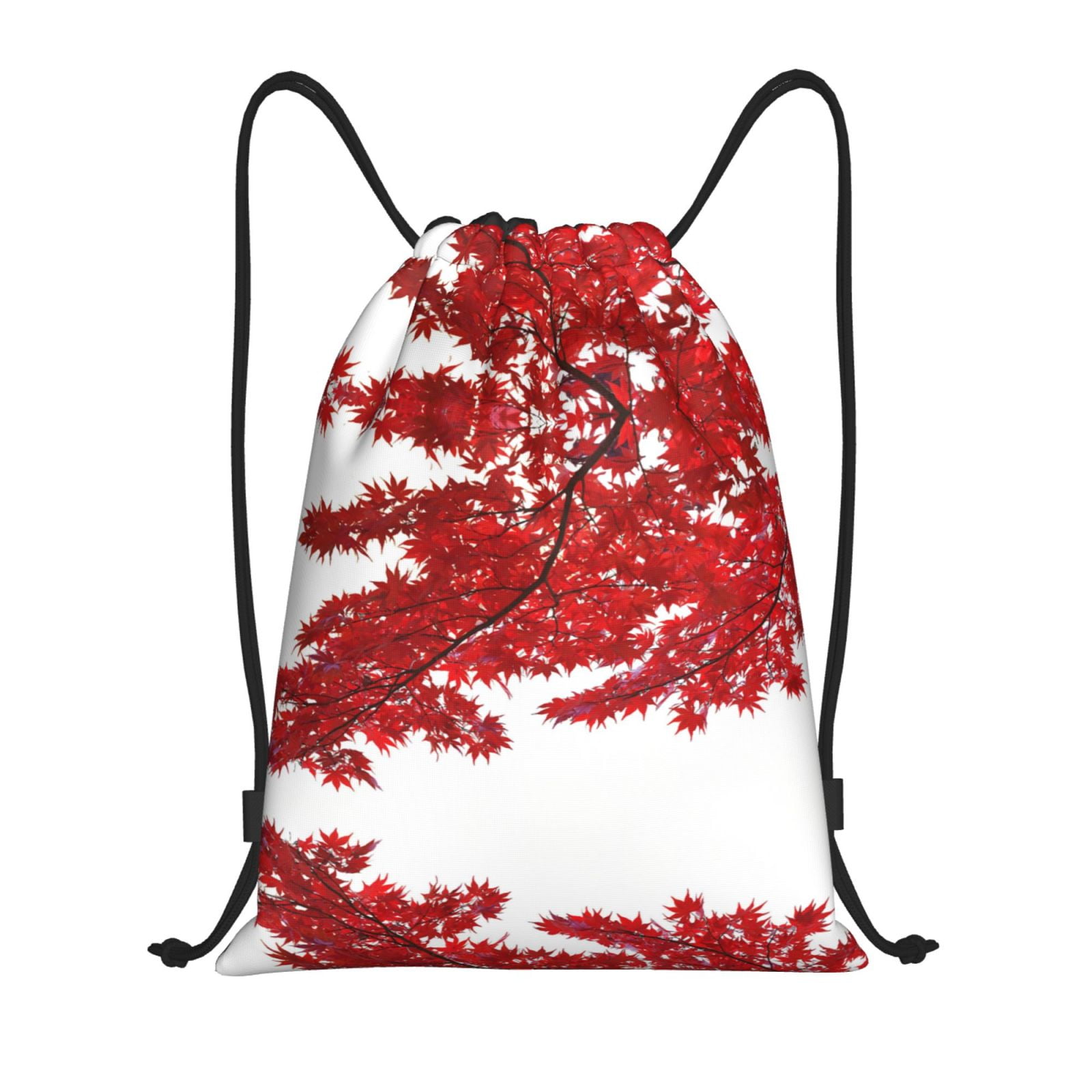 Drawstring Backpack, Red Maple Leaf Light Waterproof Sports Gym Bag ...