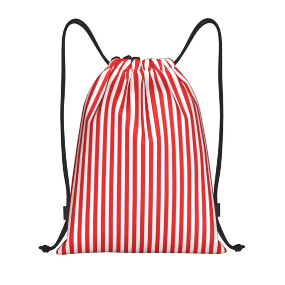 Drawstring Backpack, Red And White Stripes Light Waterproof Sports Gym ...