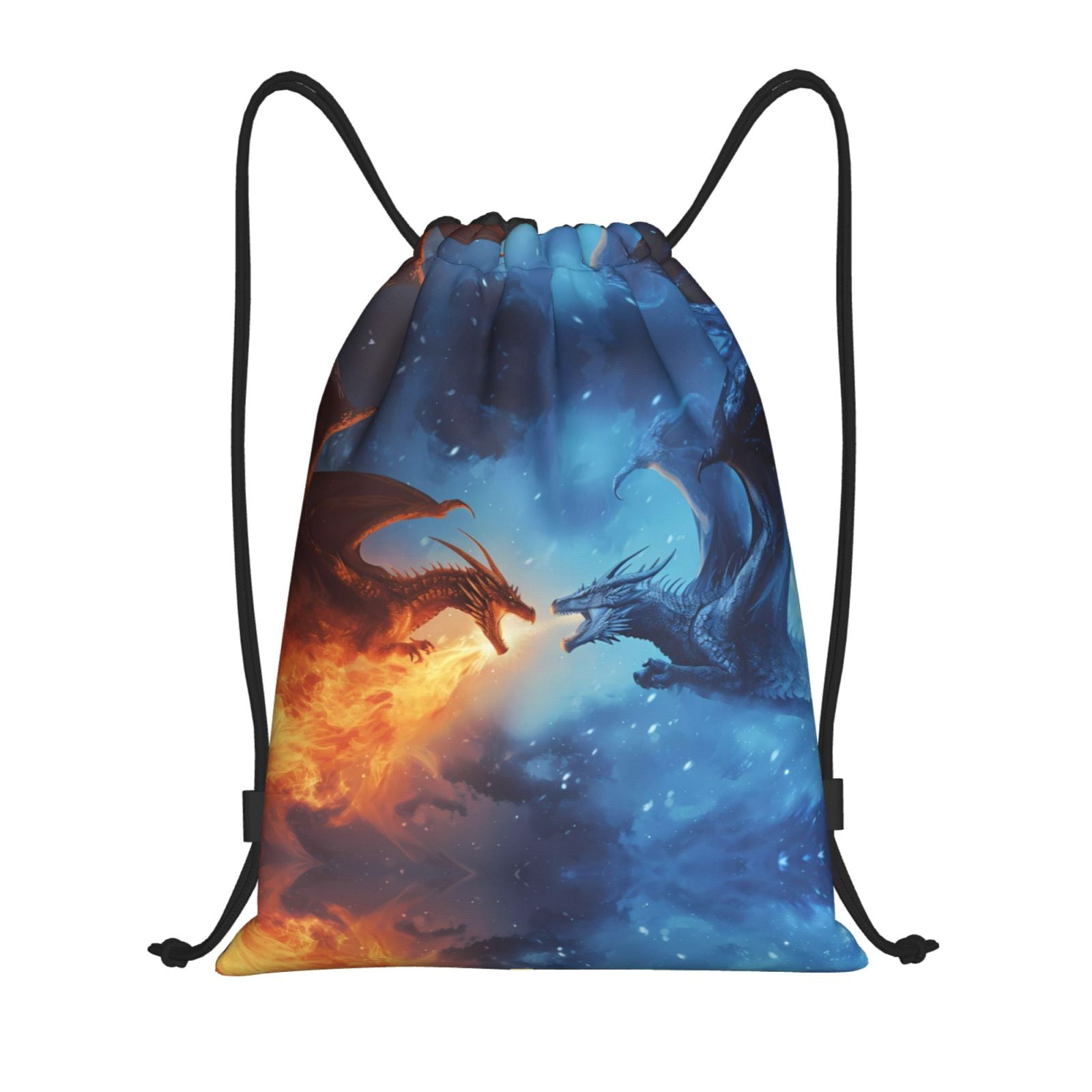 Drawstring Backpack - Red and Blue Fire Dragon A Gym Bag for Women Men ...