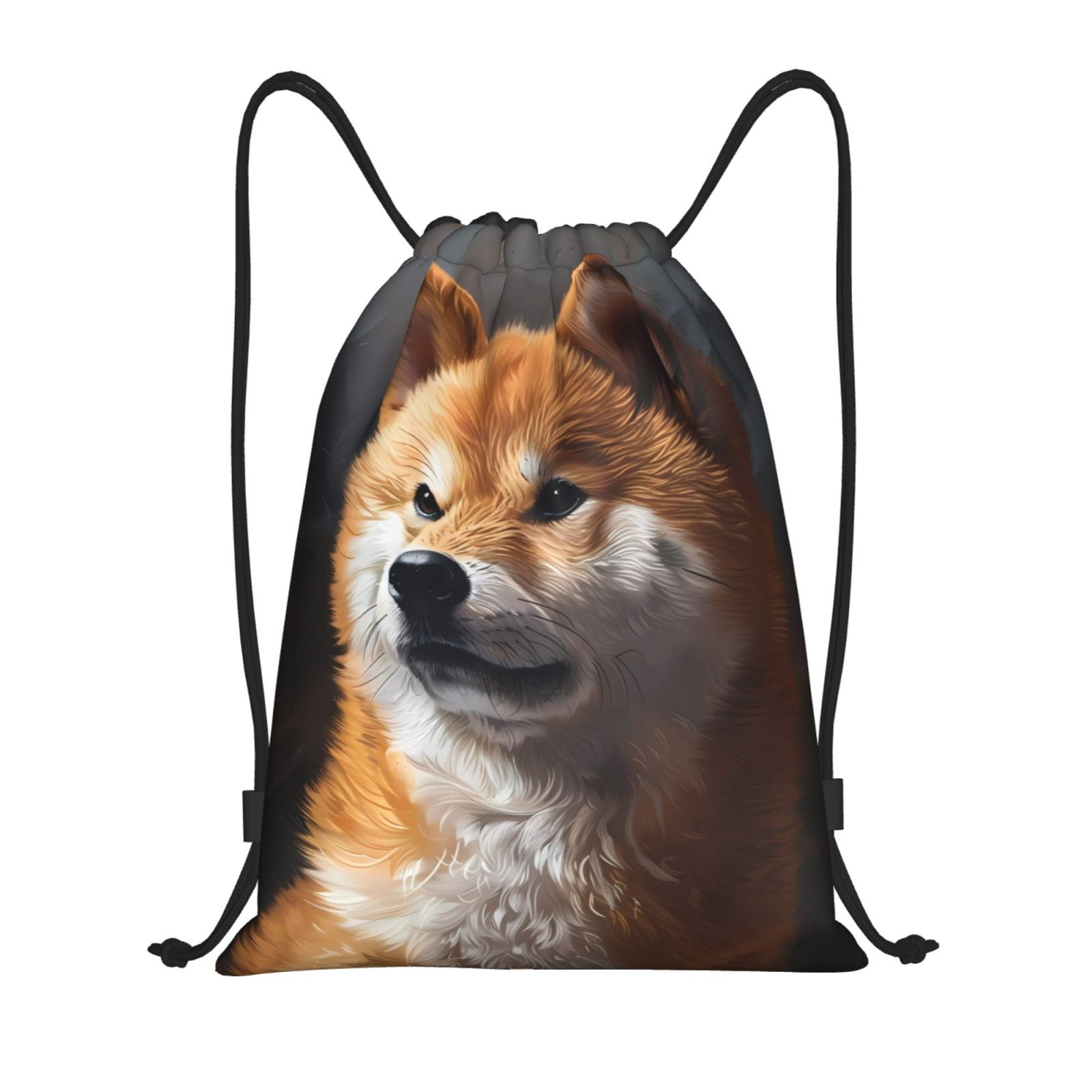 Drawstring Backpack - Regal Shiba Inu Cheer Gym Bag for Women Men ...