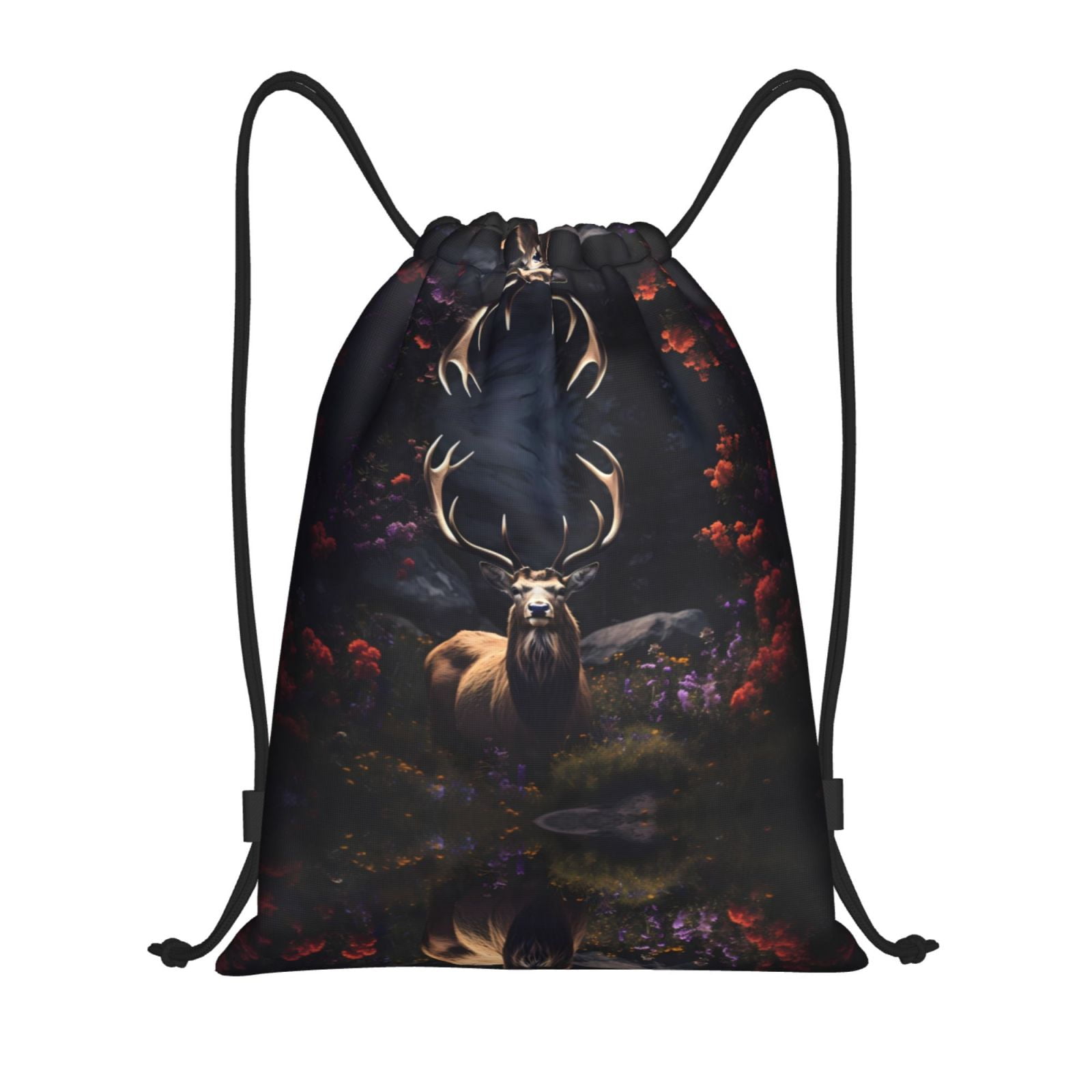Drawstring Backpack - Regal Stag In Forest Cheer Gym Bag for Women Men ...
