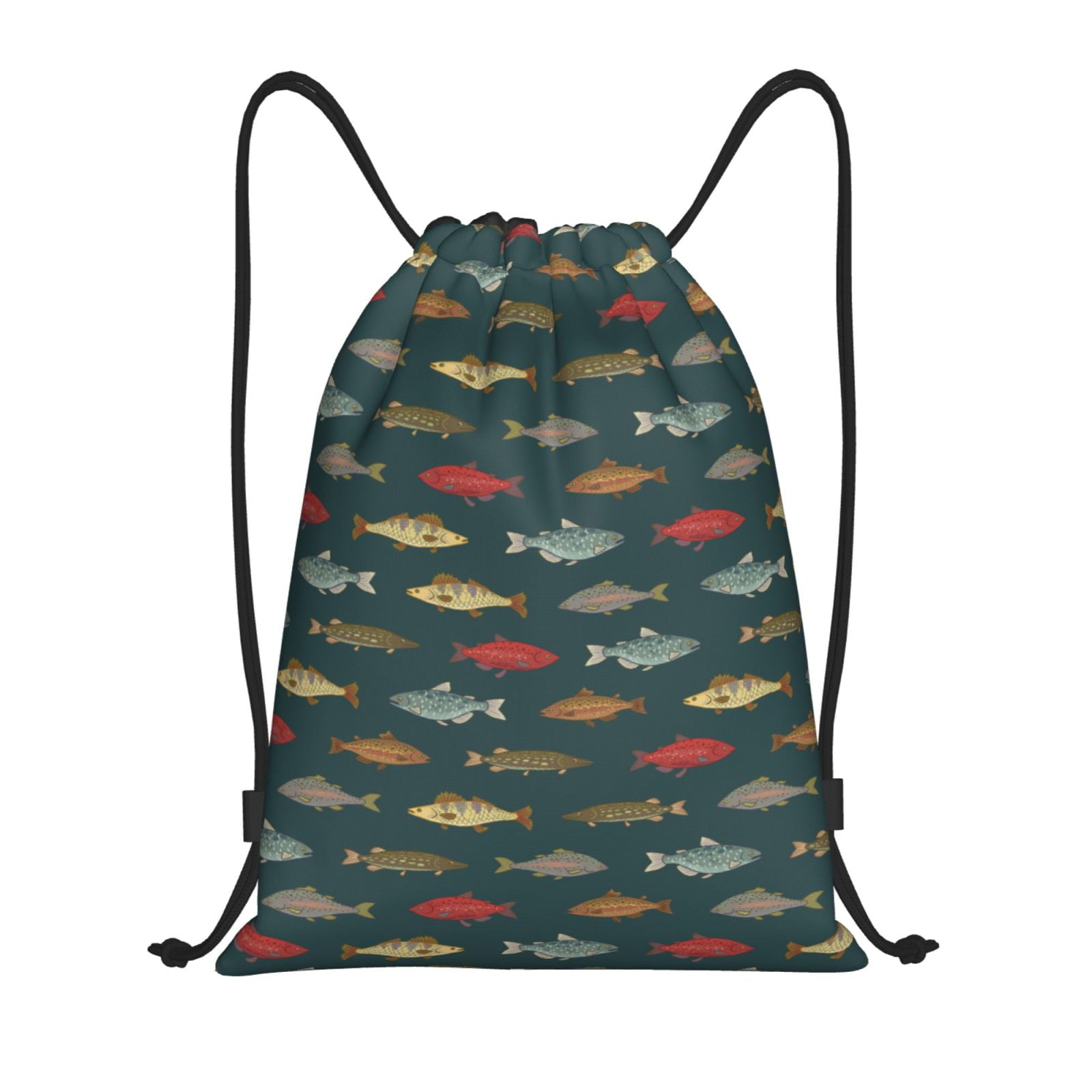 Drawstring Backpack - River Freshwater Fish Splash Proof Small ...