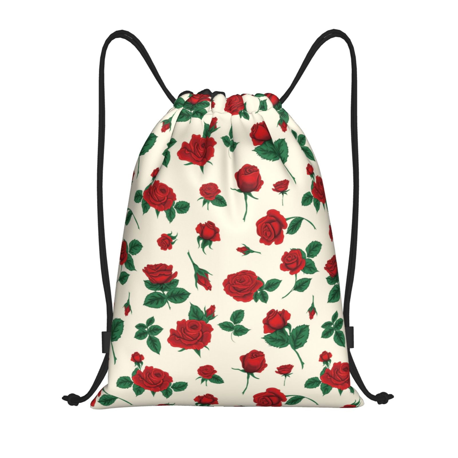 Drawstring Backpack - Rose Flowers Splash Proof Small Drawstring Gym ...