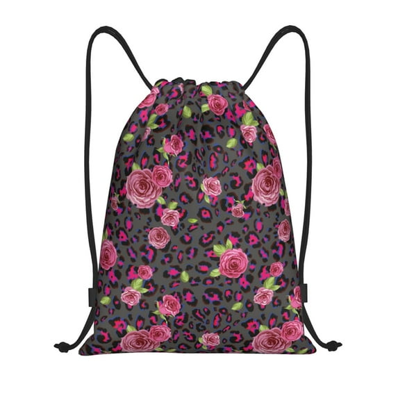 Drawstring Backpack, Rose Mix Leopard K Light Waterproof Sports Gym Bag ...