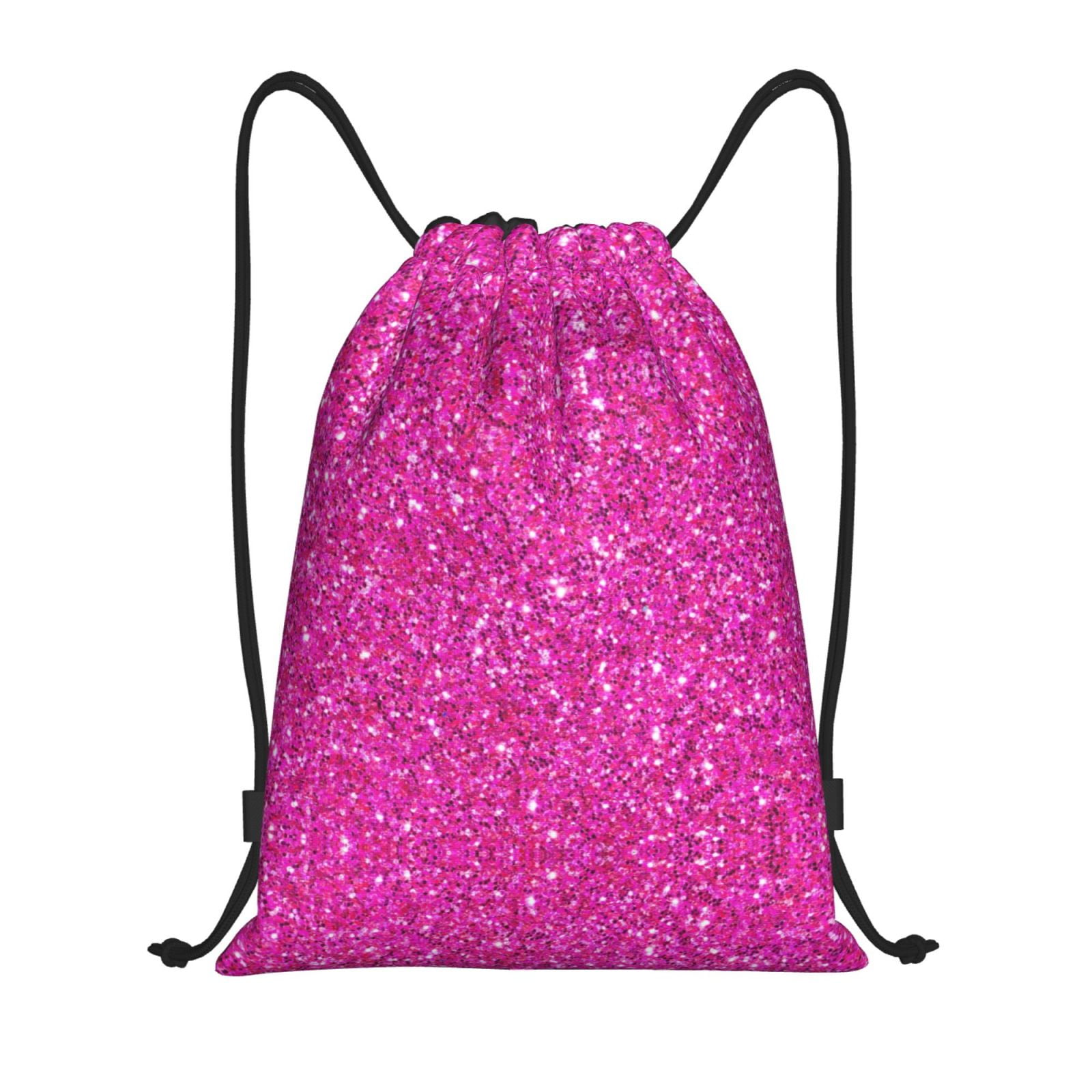 Drawstring Backpack - Rose Red Glitter Splash Proof Small Drawstring ...