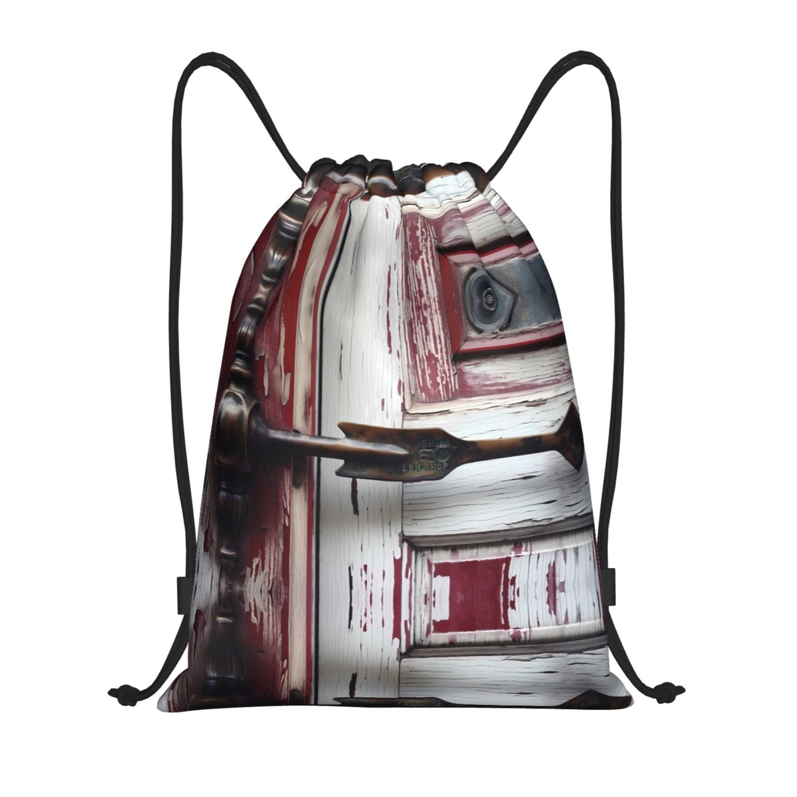 Drawstring Backpack, Rustic Door Handle Closeup Light Waterproof Sports ...