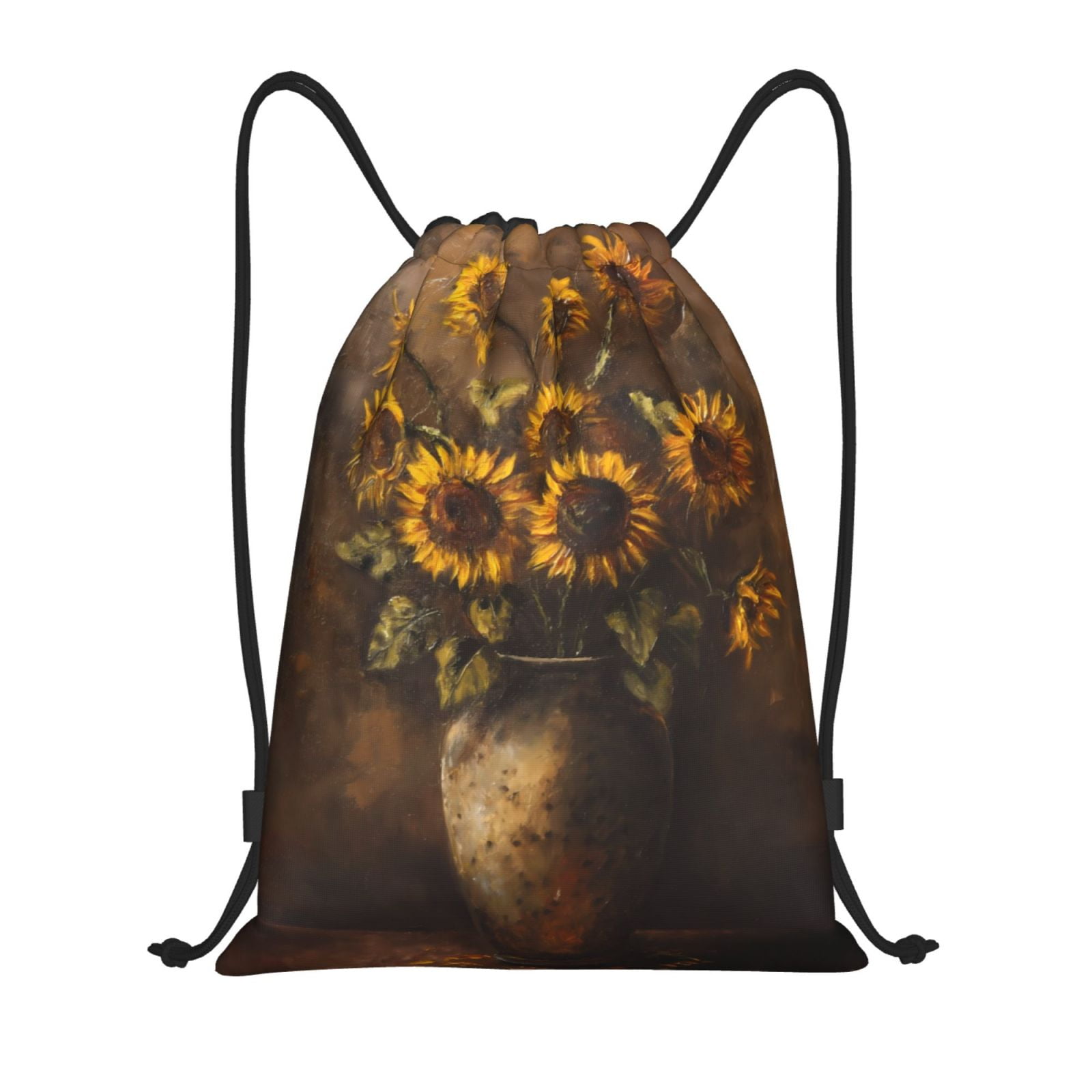 Drawstring Backpack - Rustic Sunflower Bouquet Cheer Gym Bag for Women ...