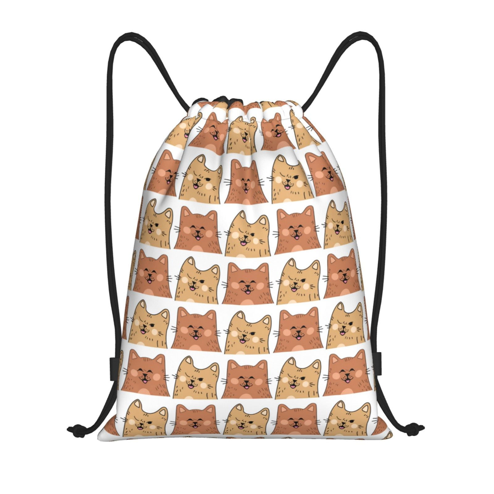 Drawstring Backpack - Sassy Cute Cartoon Cat Splash Proof Small ...