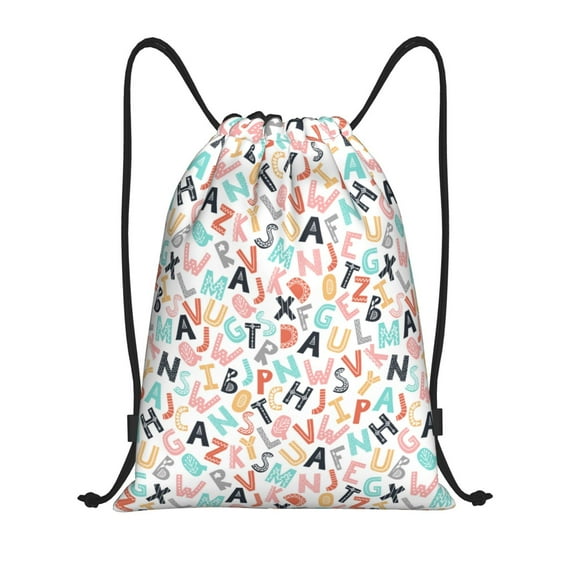 Drawstring Backpack - Scandinavian Alphabet1 Splash Proof Small ...