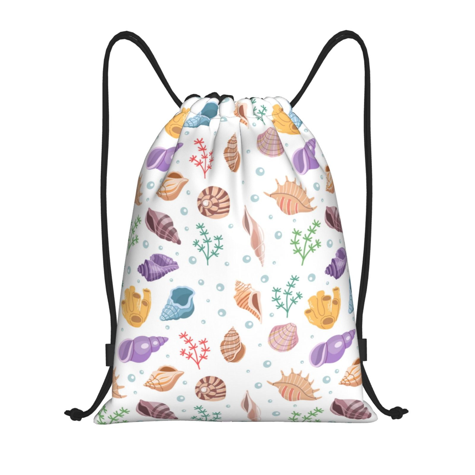 Drawstring Backpack - Sea Grass Conch Splash Proof Small Drawstring Gym ...