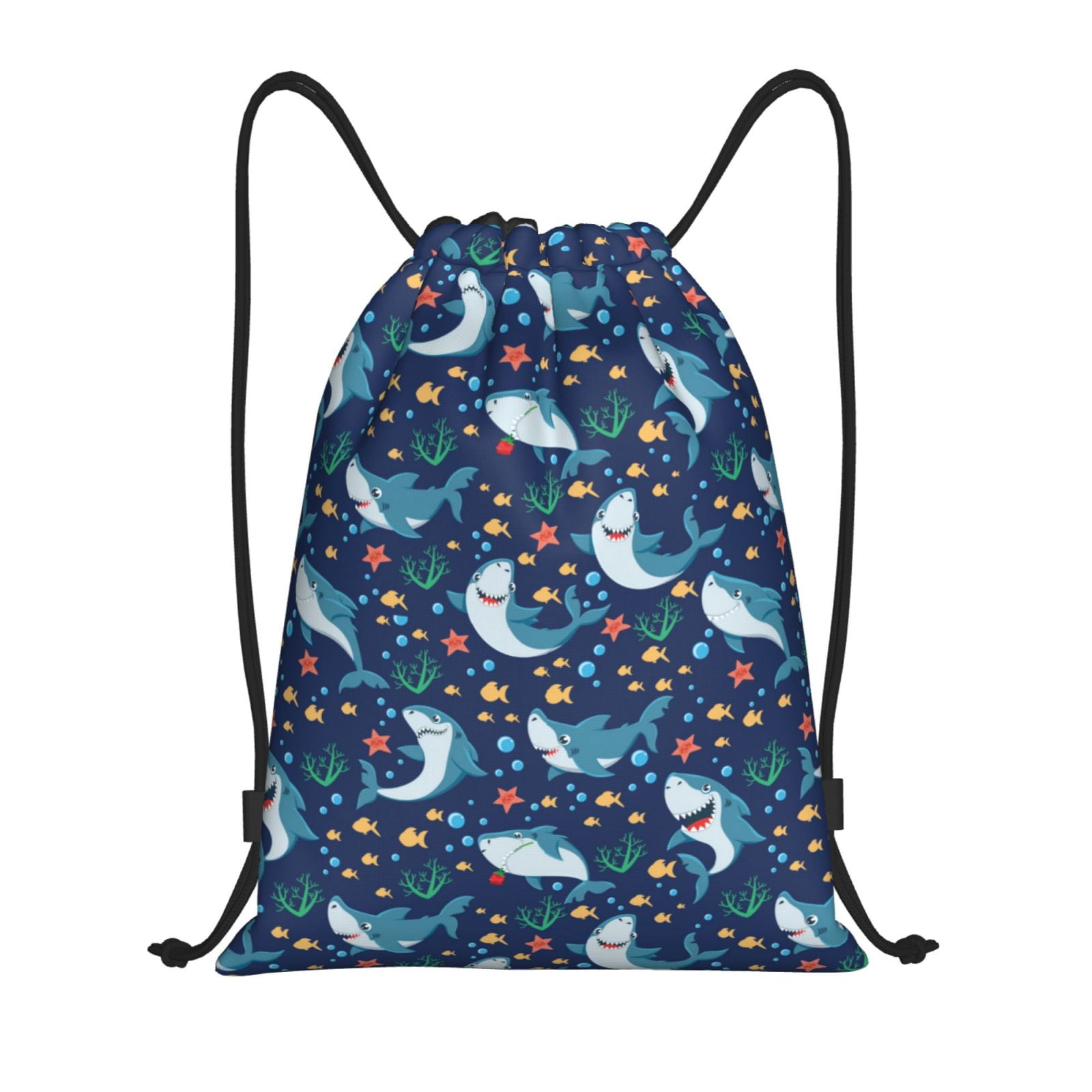 Drawstring Backpack - Sea Sharks Splash Proof Small Drawstring Gym Bag ...