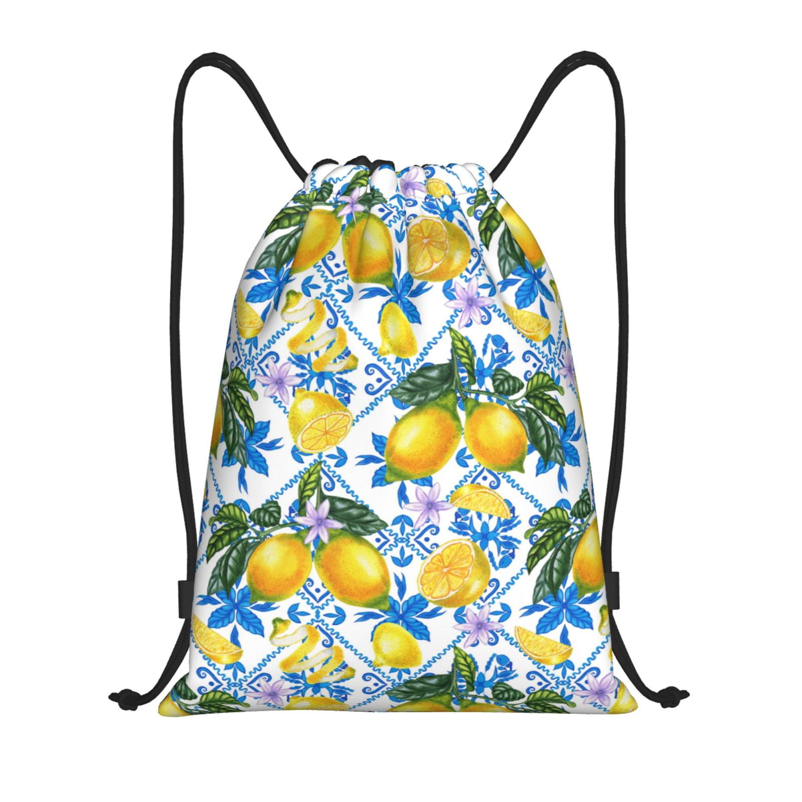 Drawstring Backpack, Sicilian lemons yellow Moroccan style Light ...