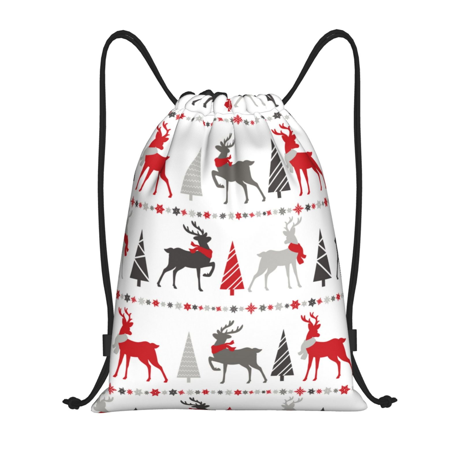 Drawstring Backpack - Simple Elk Deer Christmas Tree Splash Proof Small ...