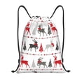 Drawstring Backpack - Simple Elk Deer Christmas Tree Splash Proof Small ...