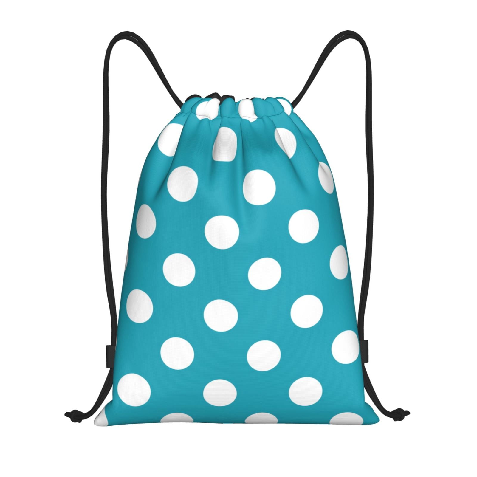 Drawstring Backpack - Sky Blue And White Polka Dot Splash Proof Small ...
