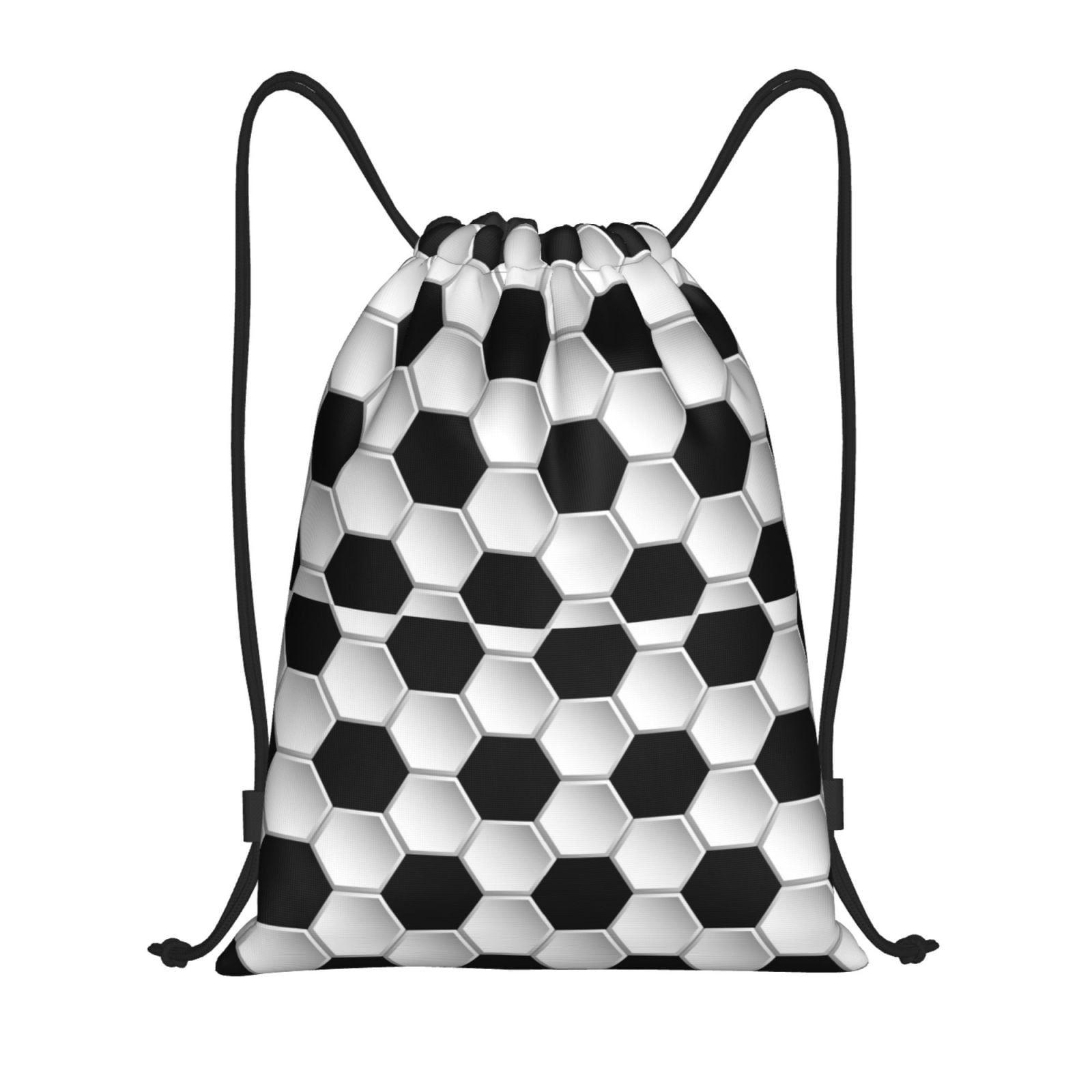 Drawstring Backpack - Soccer football black white print Cheer Gym Bag ...