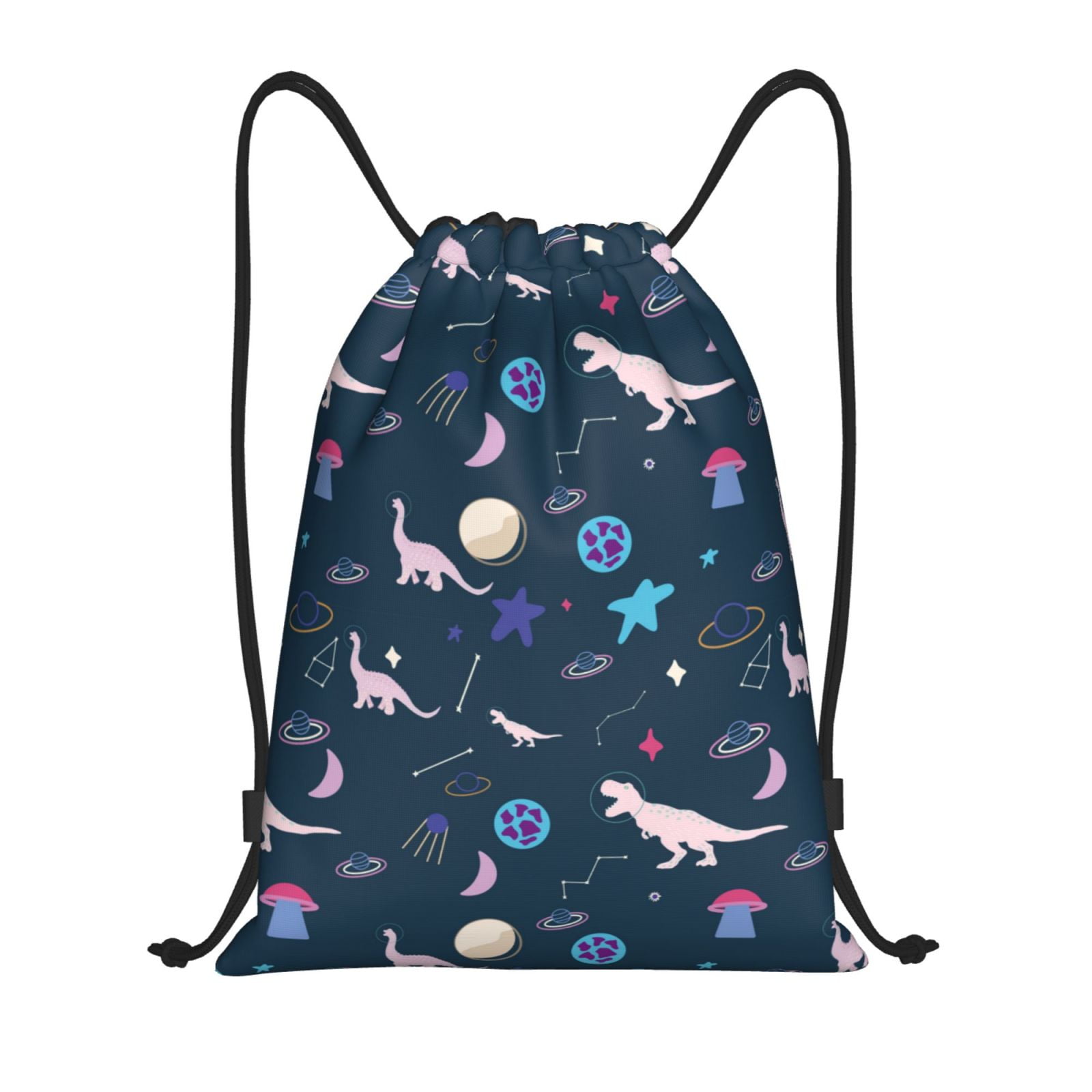 Drawstring Backpack - Space dinosaur B Splash Proof Small Drawstring ...