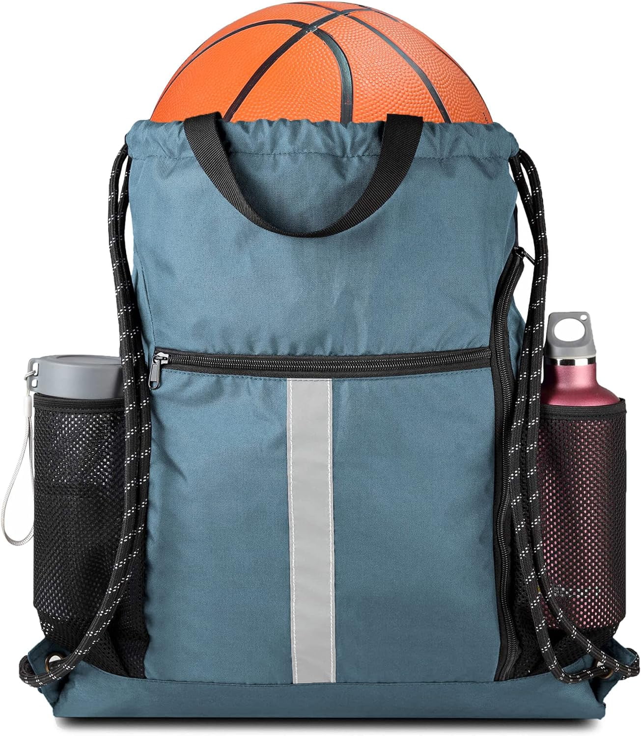 Drawstring Backpack Sports Gym Bag With Shoe Compartment and Two Water ...