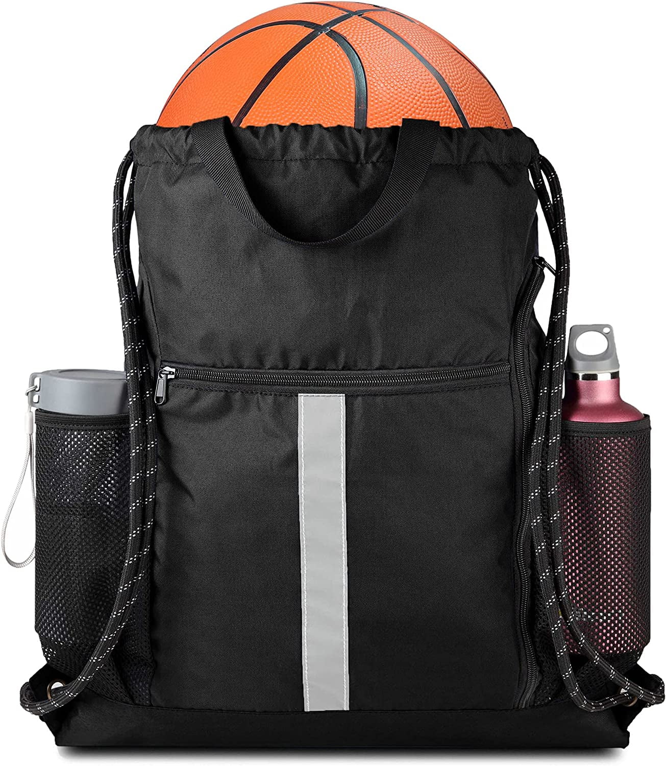 Drawstring Backpack Sports Gym Bag With Shoe Compartment and Two Water ...