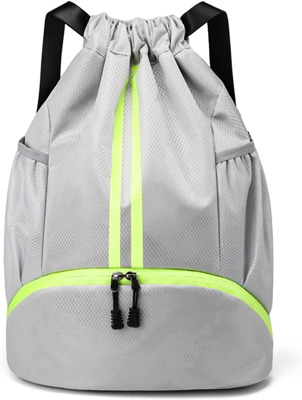 Drawstring Backpack, Sports Swim Gym Bag with Shoes Compartment ...