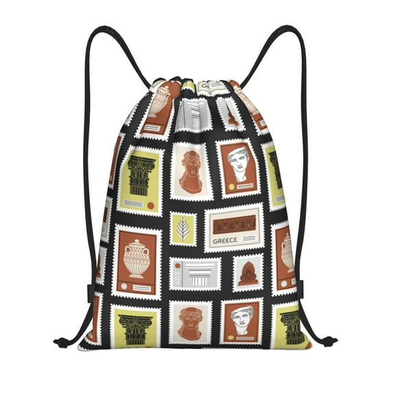 Drawstring Backpack, Stamp Pattern colorful Light Waterproof Sports Gym ...