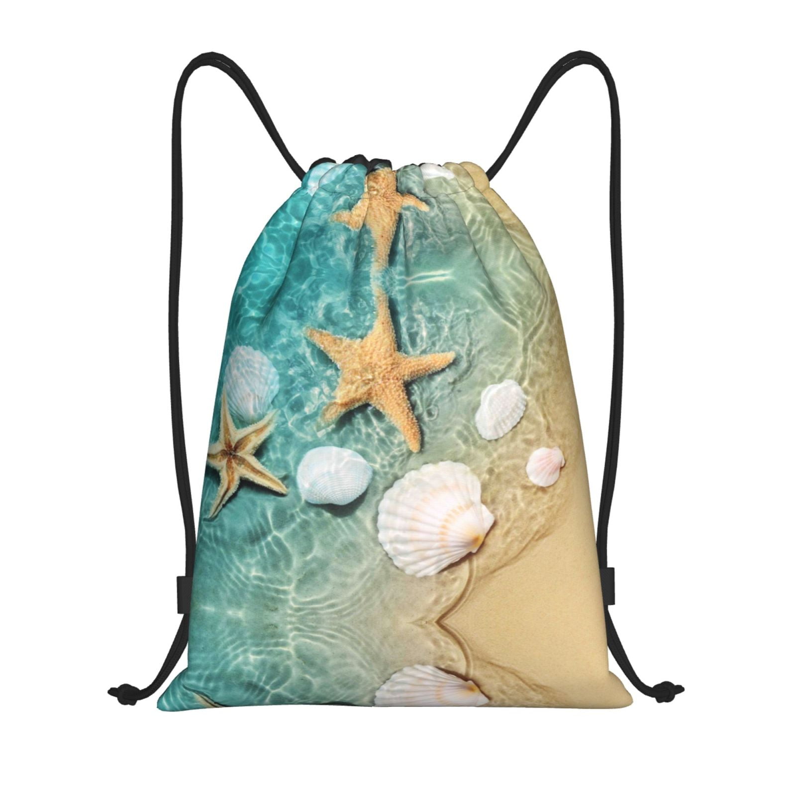 Drawstring Backpack - Starfish Seashell Summer Beach Splash Proof Small ...