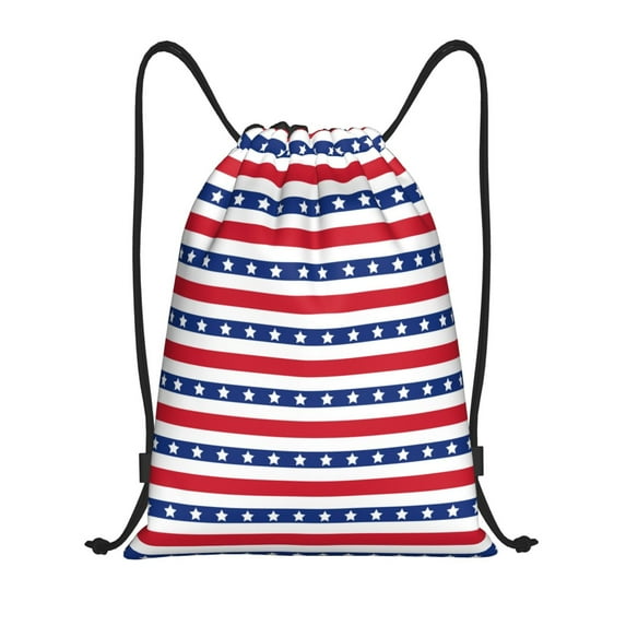 Drawstring Backpack, Stars And Stripes Light Waterproof Sports Gym Bag ...