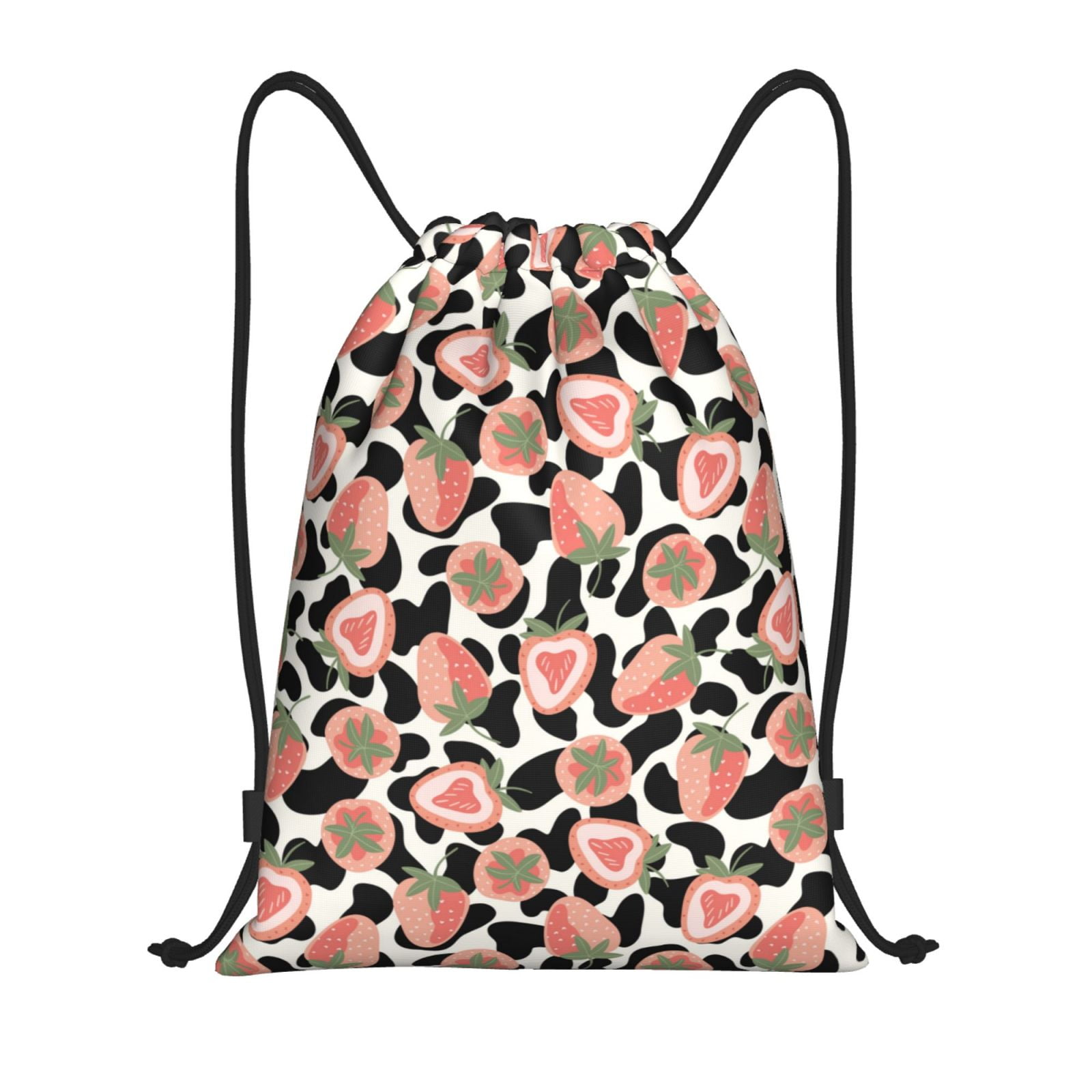 Drawstring Backpack Strawberries And Cow Skin Sports Gym Bag for Men ...
