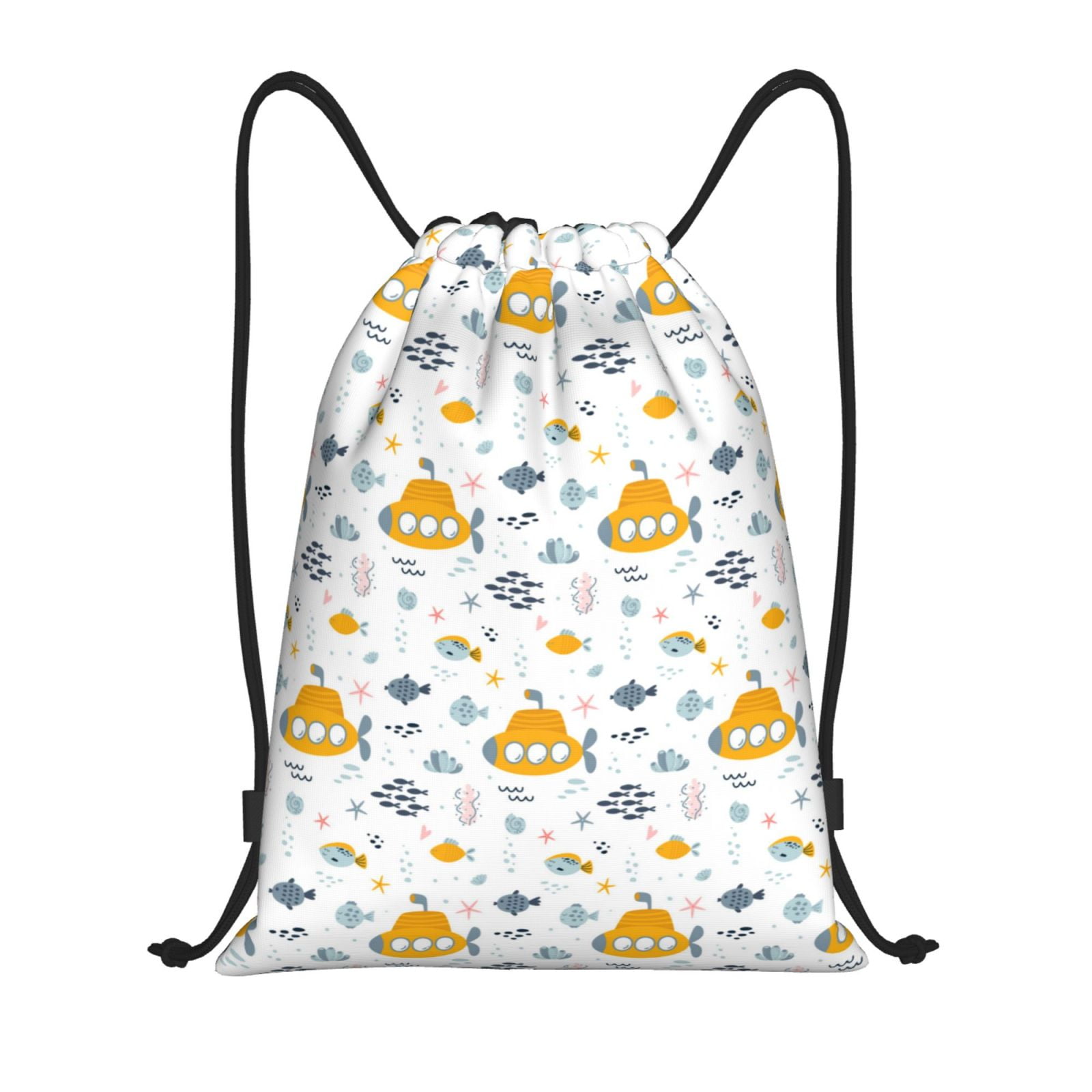 Drawstring Backpack - Submarine Ship Cheer Gym Bag for Women Men ...