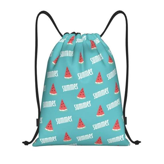 Drawstring Backpack - Summer Blue Watermelon Splash Proof Small ...