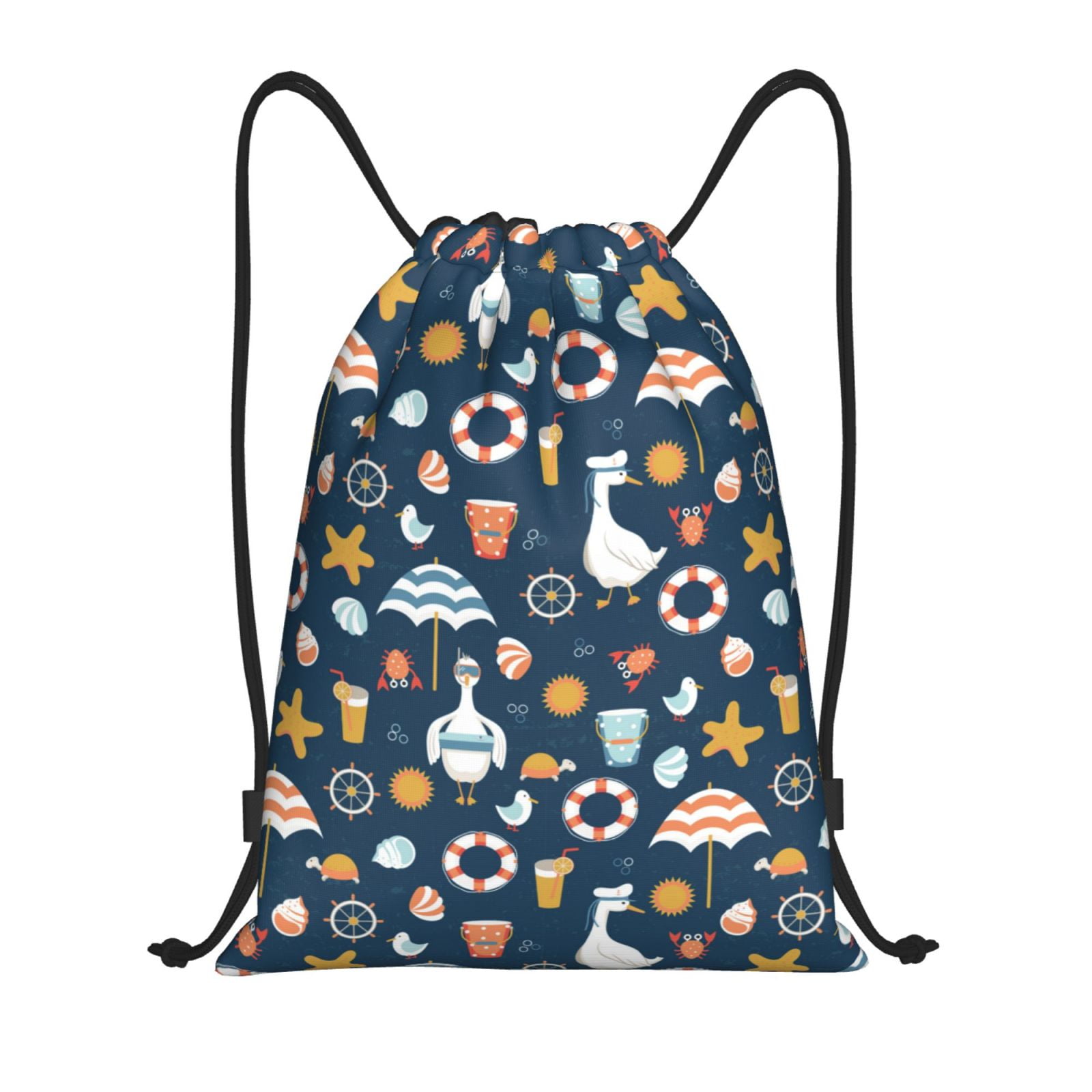Drawstring Backpack - Summer Duck Cheer Gym Bag for Women Men ...