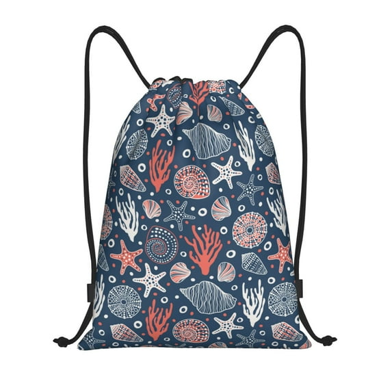 Drawstring Backpack, Summer beach starfish shell Light Waterproof ...