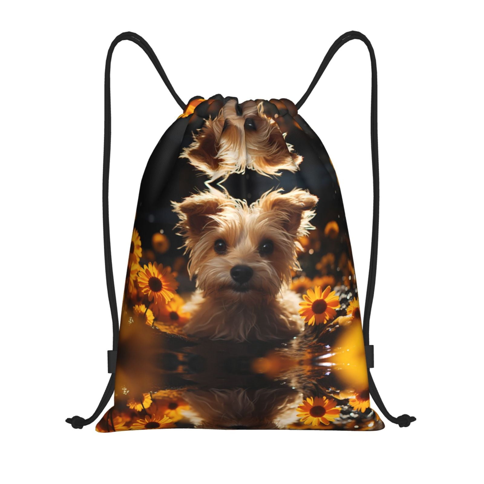 Drawstring Backpack, Sunflower Cute Puppy Light Waterproof Sports Gym ...