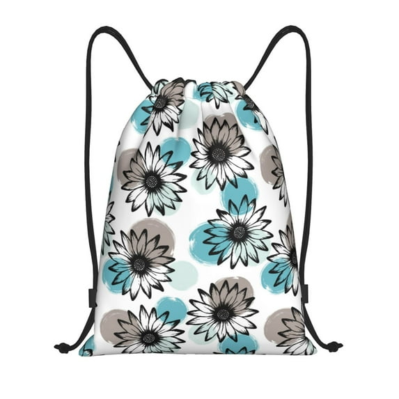 Drawstring Backpack - Sunflowers Blue Green Splash Proof Small ...