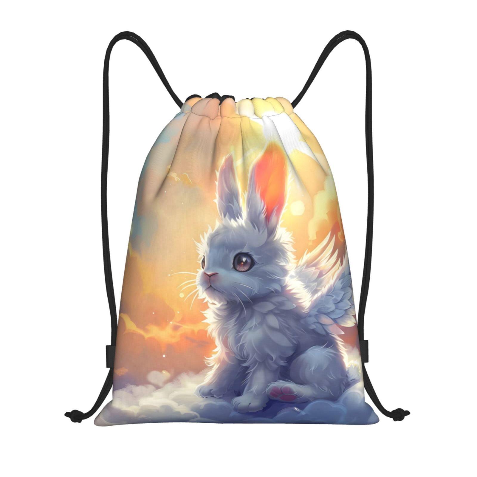 Drawstring Backpack, Sunshine Colorful Cloud Rabbit Light Waterproof ...