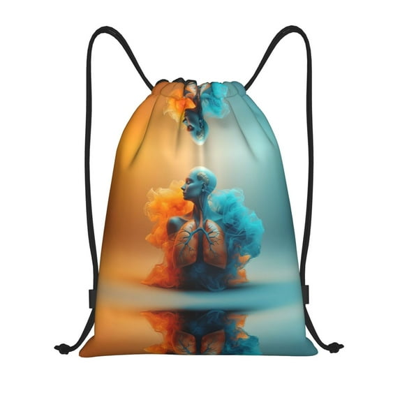 Drawstring Backpack, Surreal Body Art Light Waterproof Sports Gym Bag ...