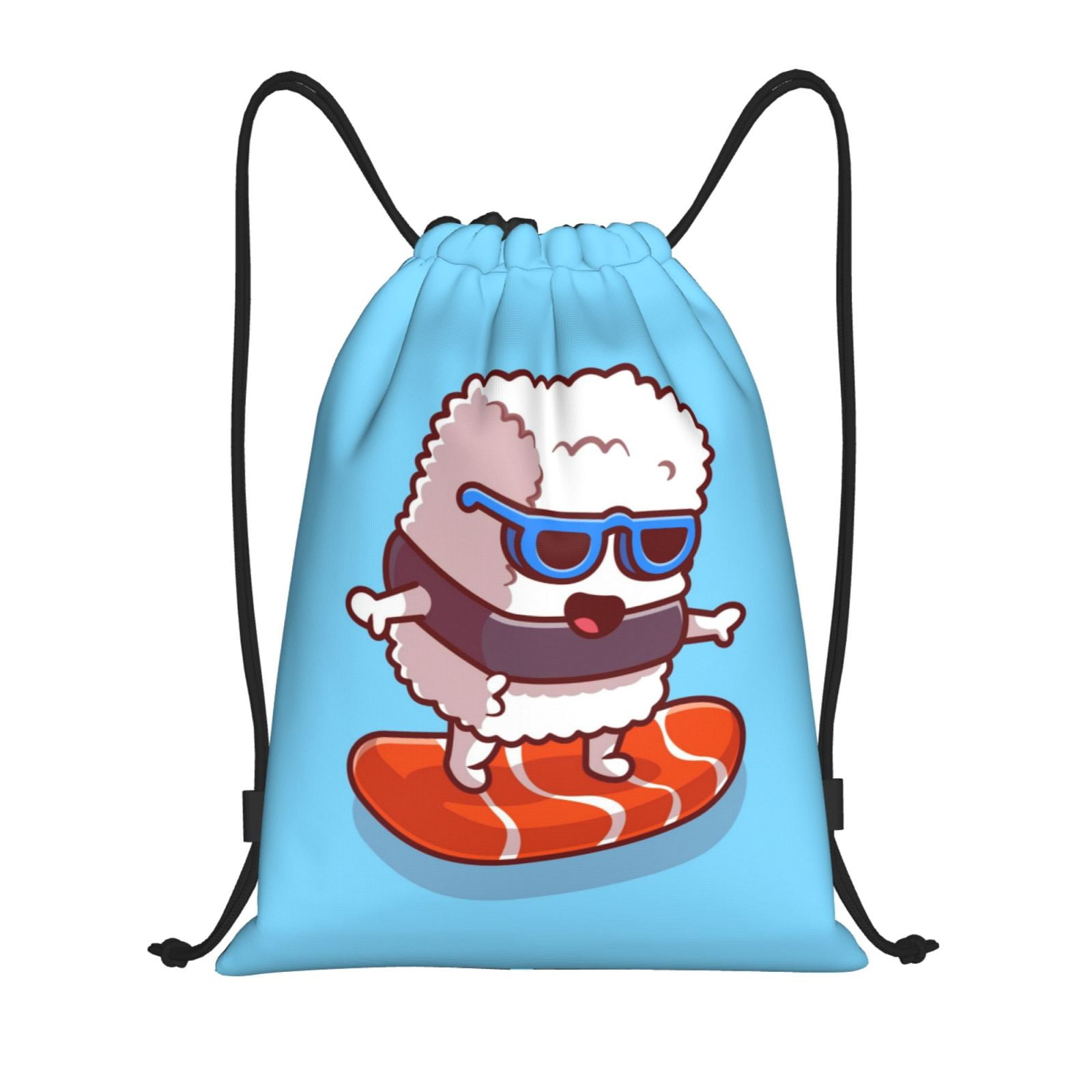 Drawstring Backpack Sushi Salmon Surfing Sports Gym Bag for Men Women ...
