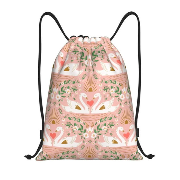 Drawstring Backpack, Swan Couple Light Waterproof Sports Gym Bag Draw ...