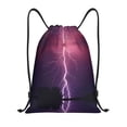 Drawstring Backpack - Thunderstorm Violet Purple Splash Proof Small ...