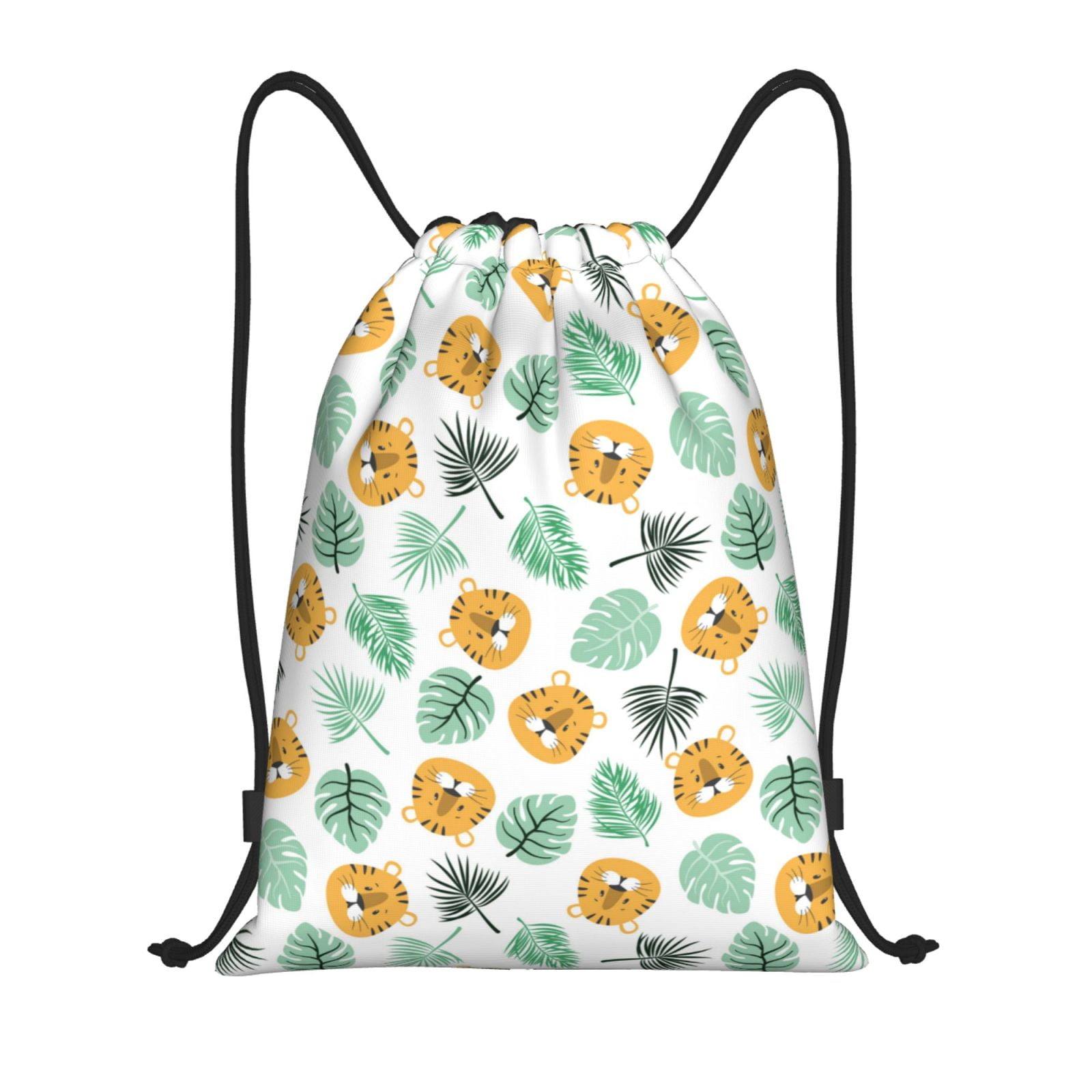Drawstring Backpack - Tiger leaves Splash Proof Small Drawstring Gym ...