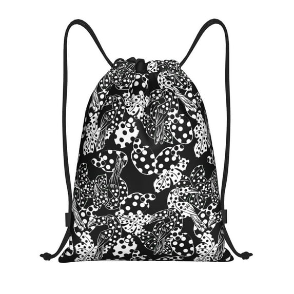 Drawstring Backpack - Toucans Black white polka dots Splash Proof Small Drawstring Gym Bag for ...
