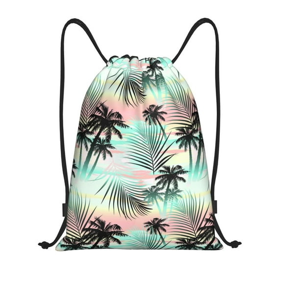 Drawstring Backpack - Tropical Summer Palm Splash Proof Small ...