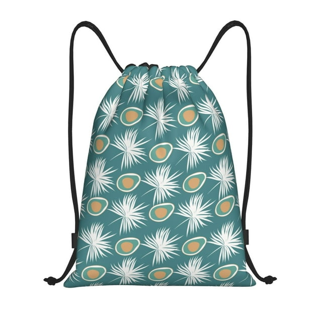 Drawstring Backpack, Tropical leaves Pattern Light Waterproof Sports ...