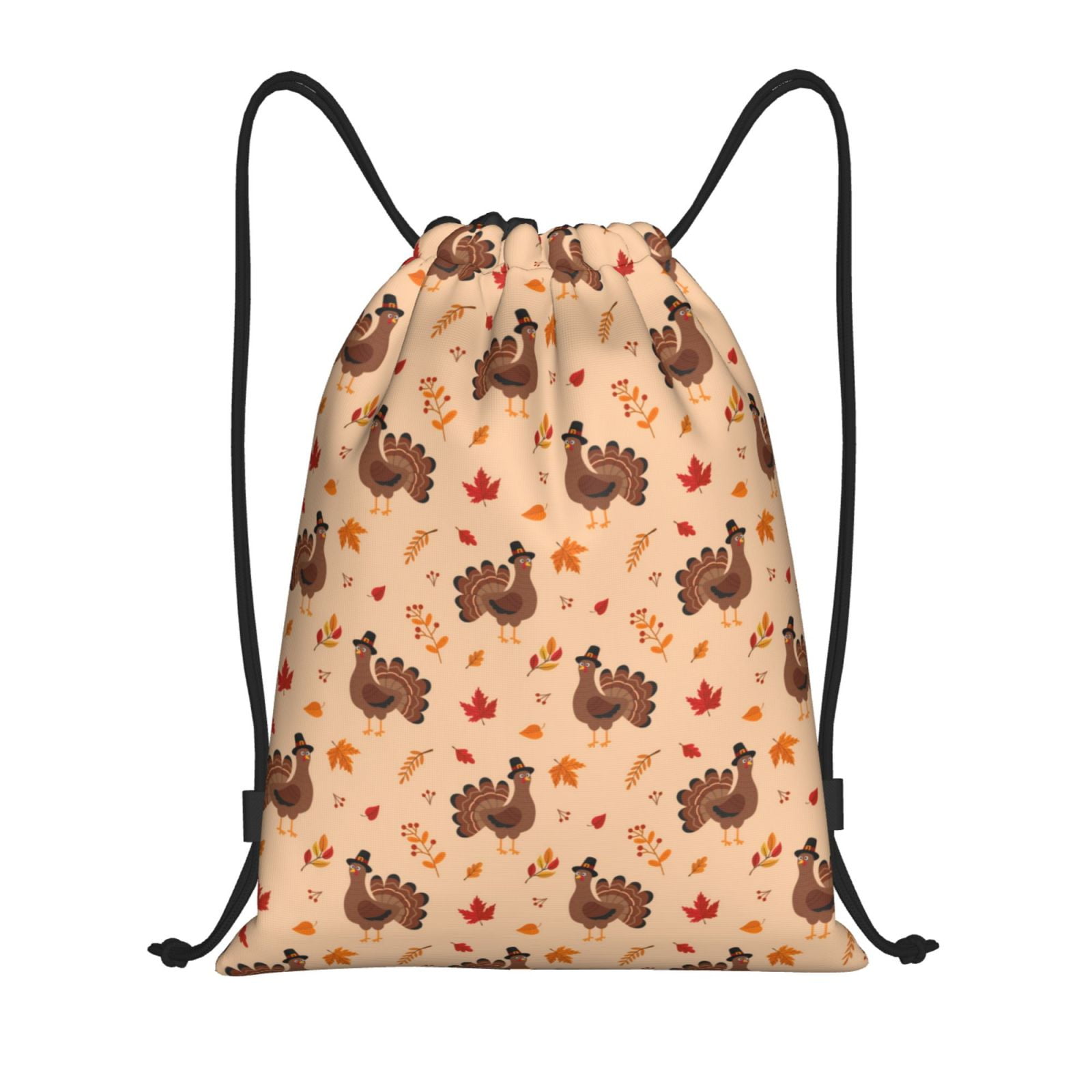 Drawstring Backpack Turkey And Autumn Leaves Sports Gym Bag for Men ...