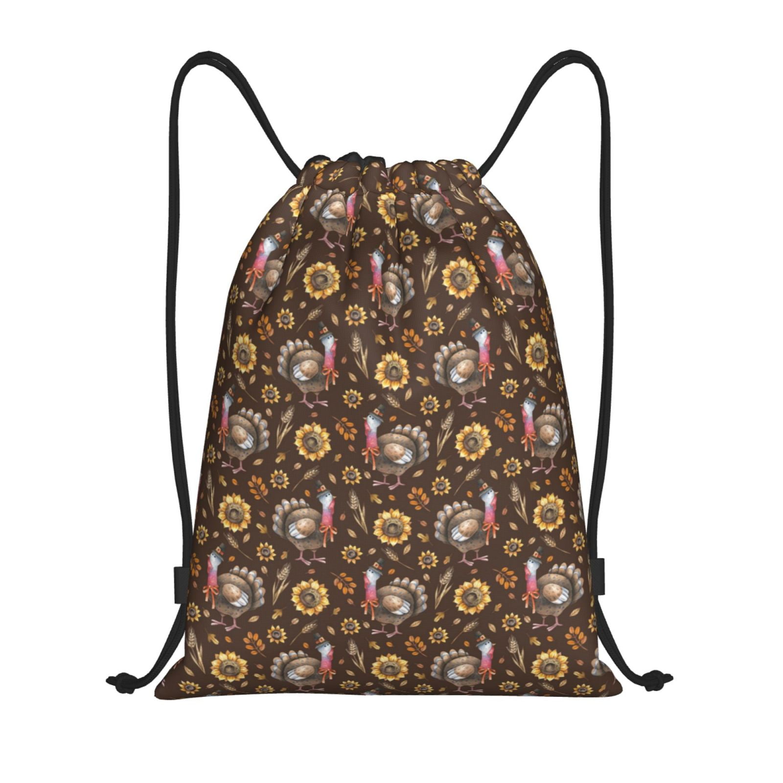 Drawstring Backpack - Turkey Sunflower Harvest Cheer Gym Bag for Women ...