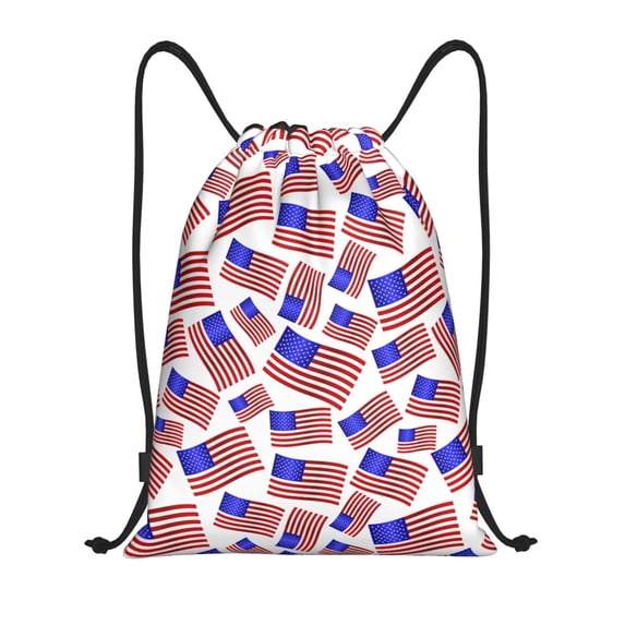 Drawstring Backpack - USA Flag Print Dainty Splash Proof Small ...