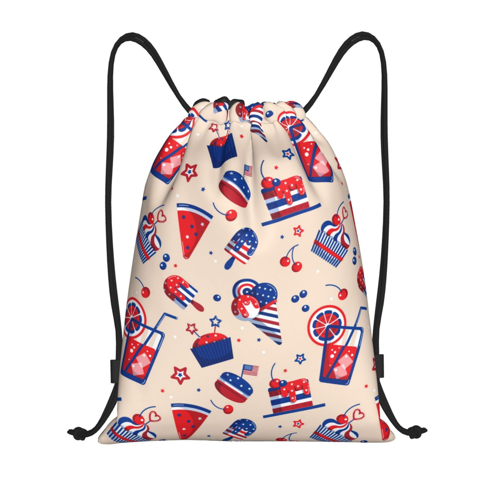 Drawstring Backpack - USA Flag food Print Cheer Gym Bag for Women Men ...