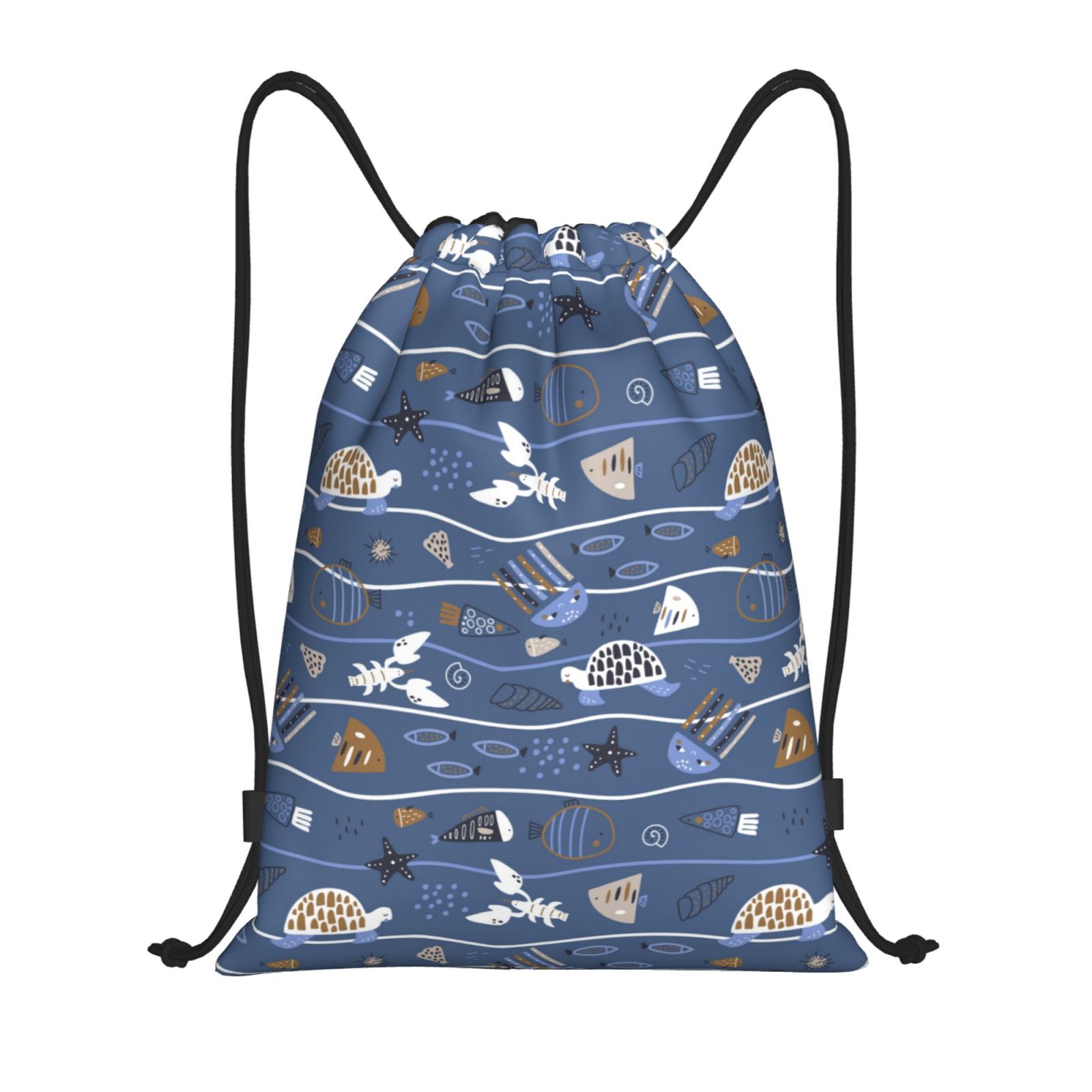 Drawstring Backpack, Underwater World Animals Light Waterproof Sports ...