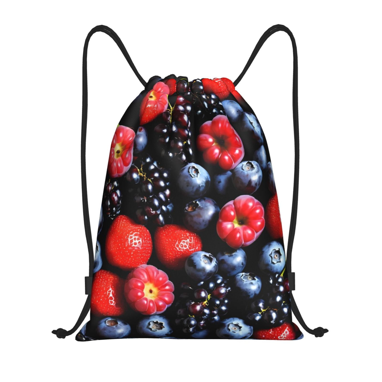 Drawstring Backpack - Variety Of Fruits And Berries Splash Proof Small ...